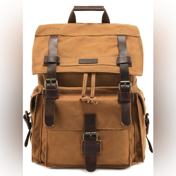 Kattee | Bags | Kattee Leather Canvas Travel Rucksack Backpack | Poshmark